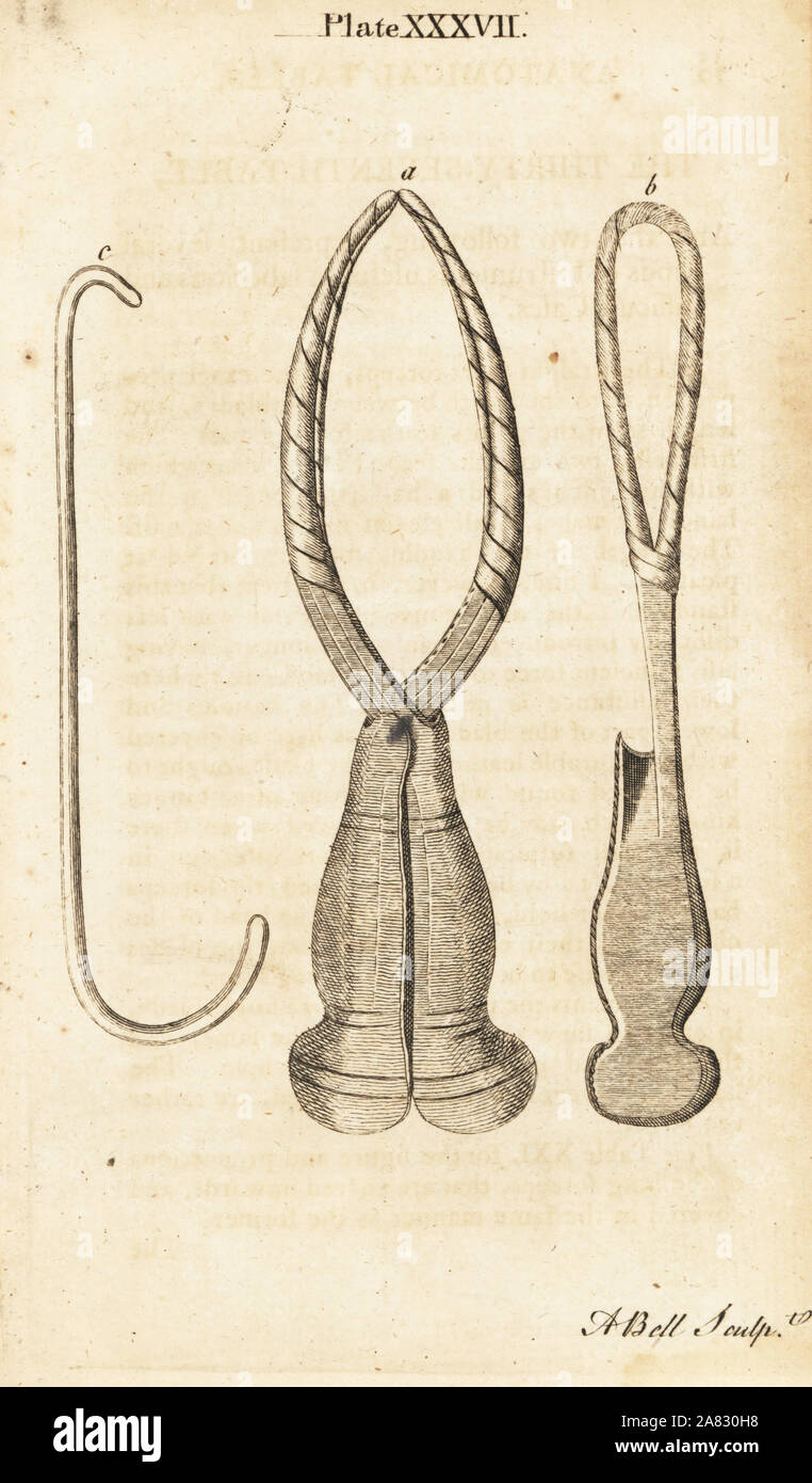 Smellie's instruments used to assist childbirth: straight short forceps ...