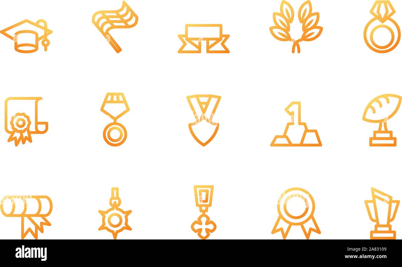 set of icons of awards on white background vector illustration design ...