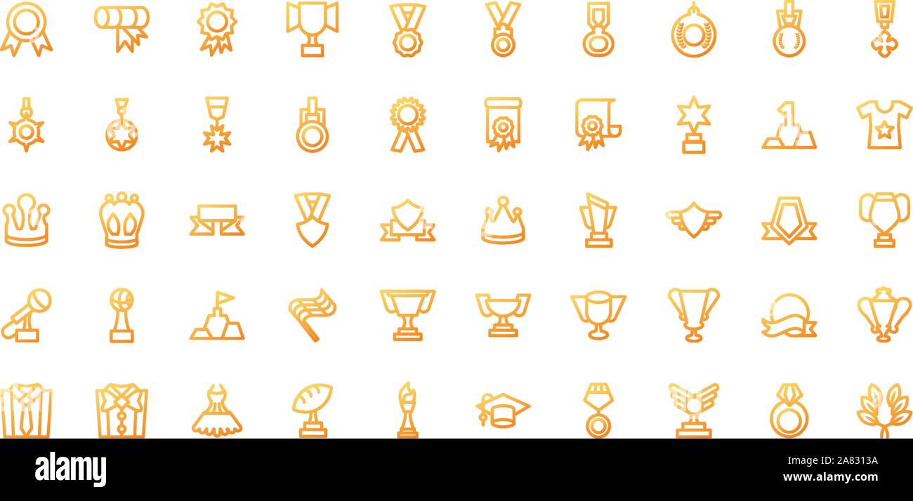 set of icons of awards on white background vector illustration design ...