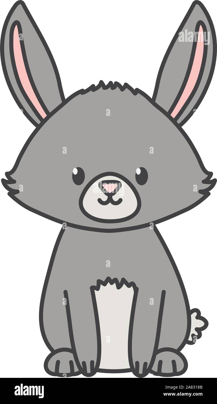 gray bunny sitting on white background vector illustration Stock Vector ...