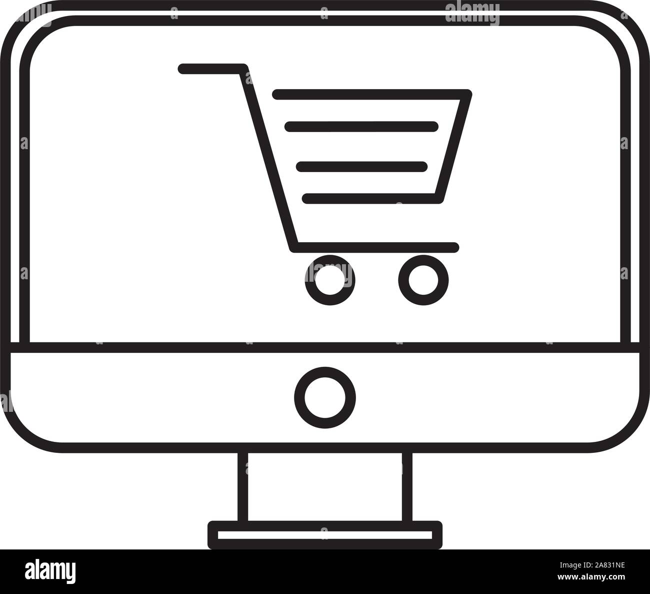 desktop computer with shopping cart Stock Vector Image & Art - Alamy