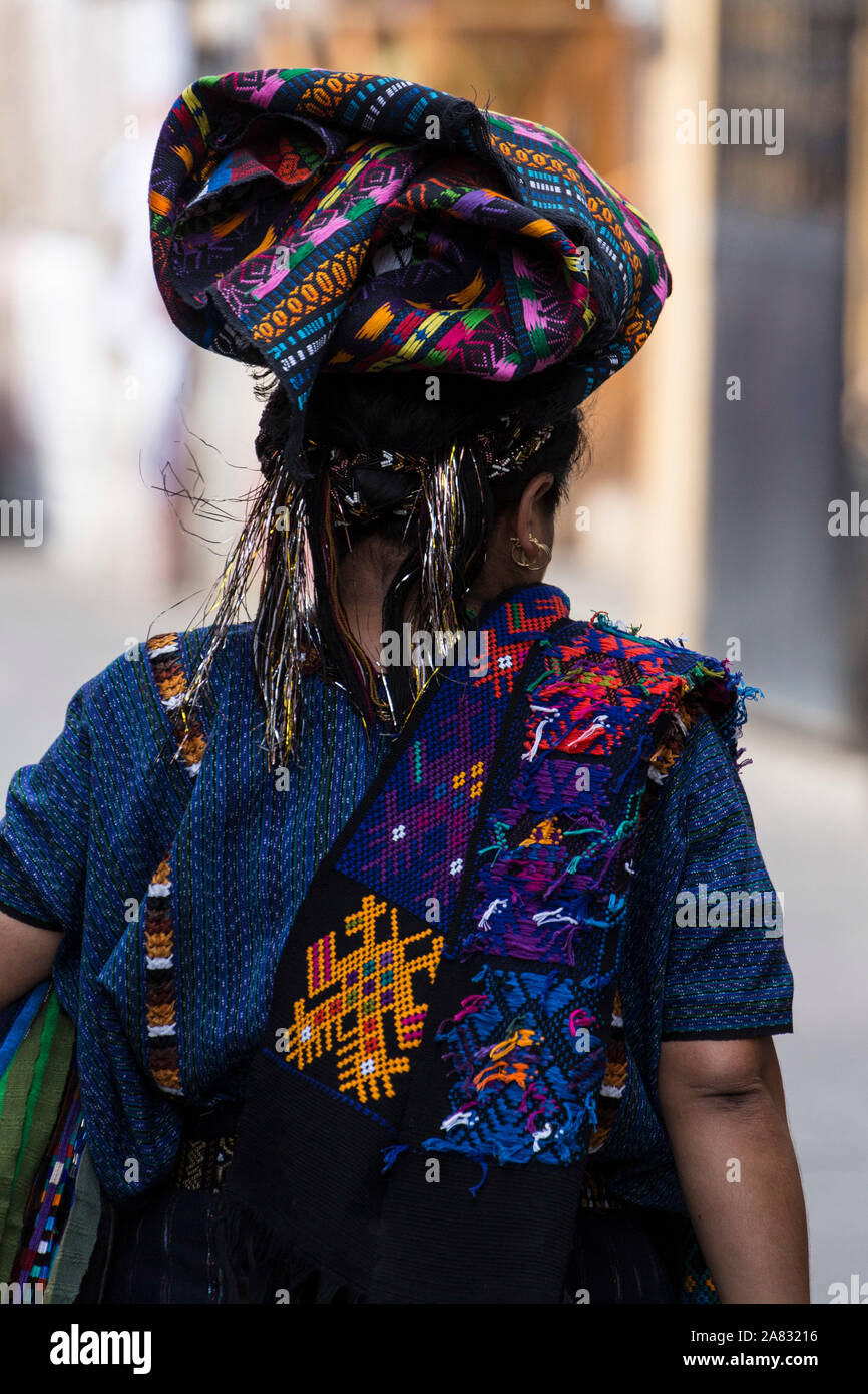 A Mayan woman from San Antonio Palopo, Guatemala, in traditional dress ...
