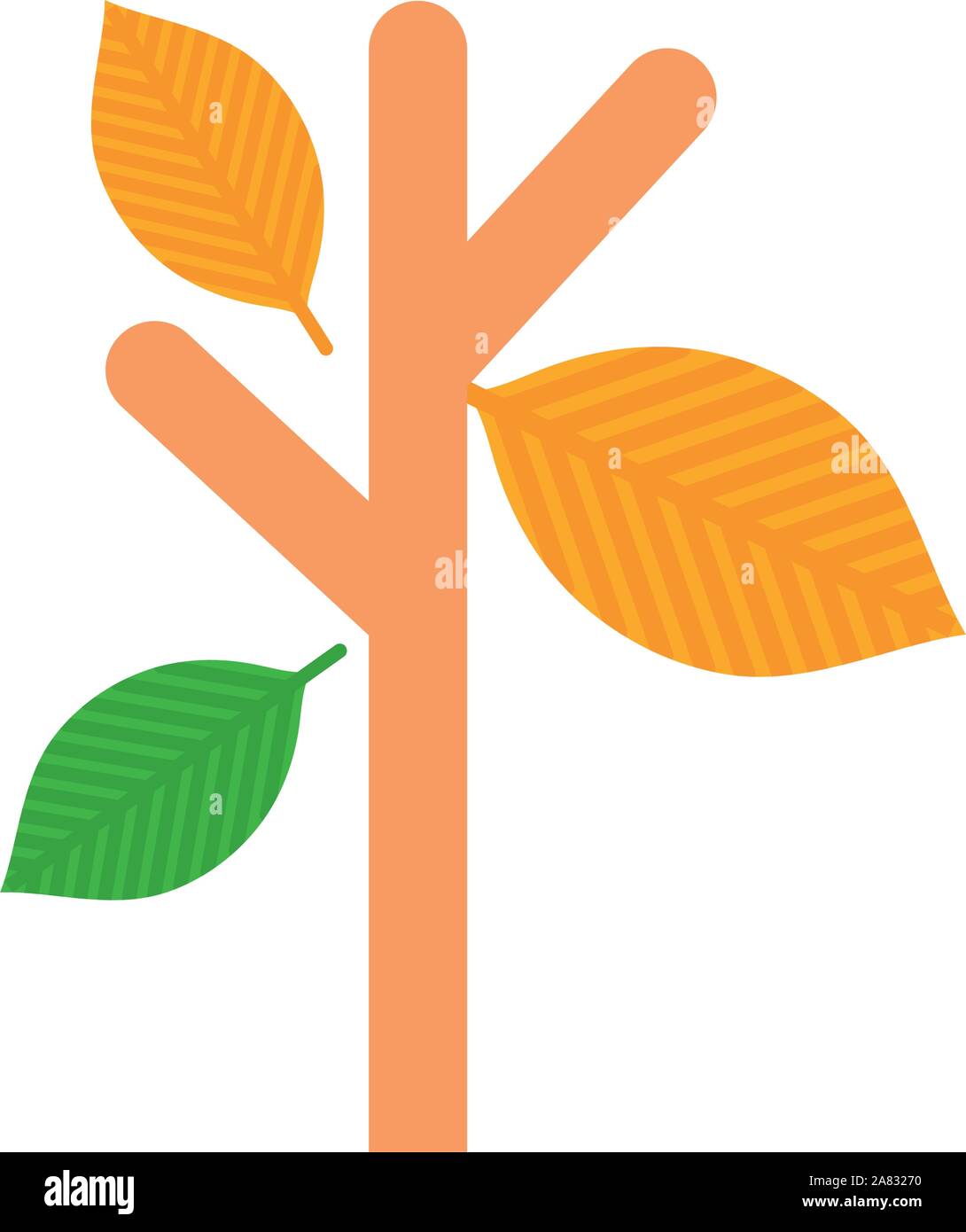 tree trunk branches leaves bush autumn vector illustration Stock Vector ...