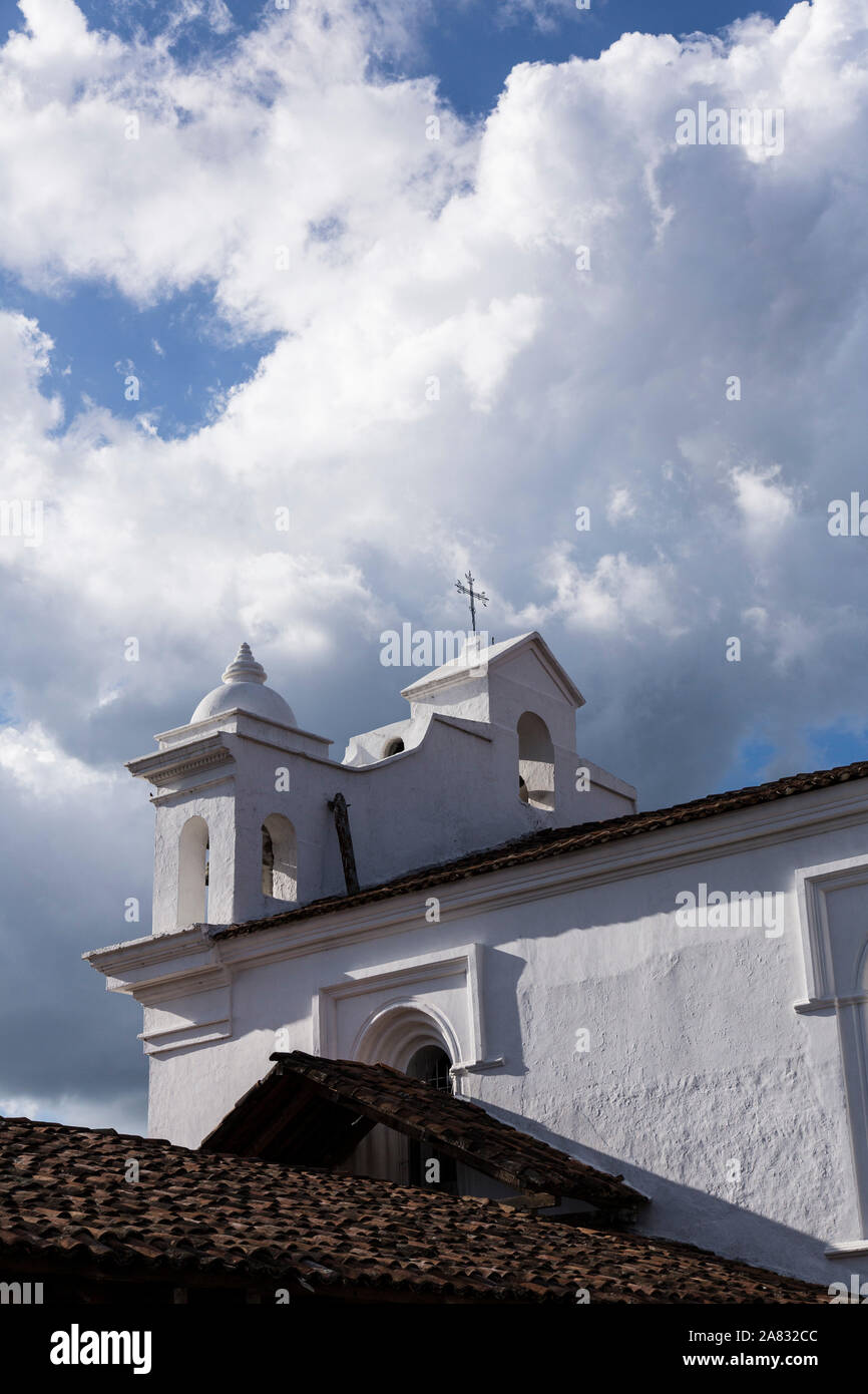 A 3/4 rear view of the colonial church of Santo Tomas in ...