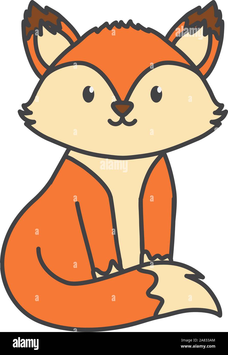 cute fox sitting on white background vector illustration Stock Vector ...