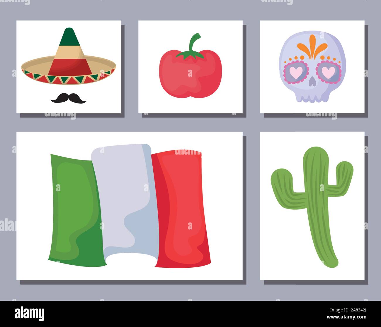 bundle mexican traditional set icons vector illustration design Stock ...