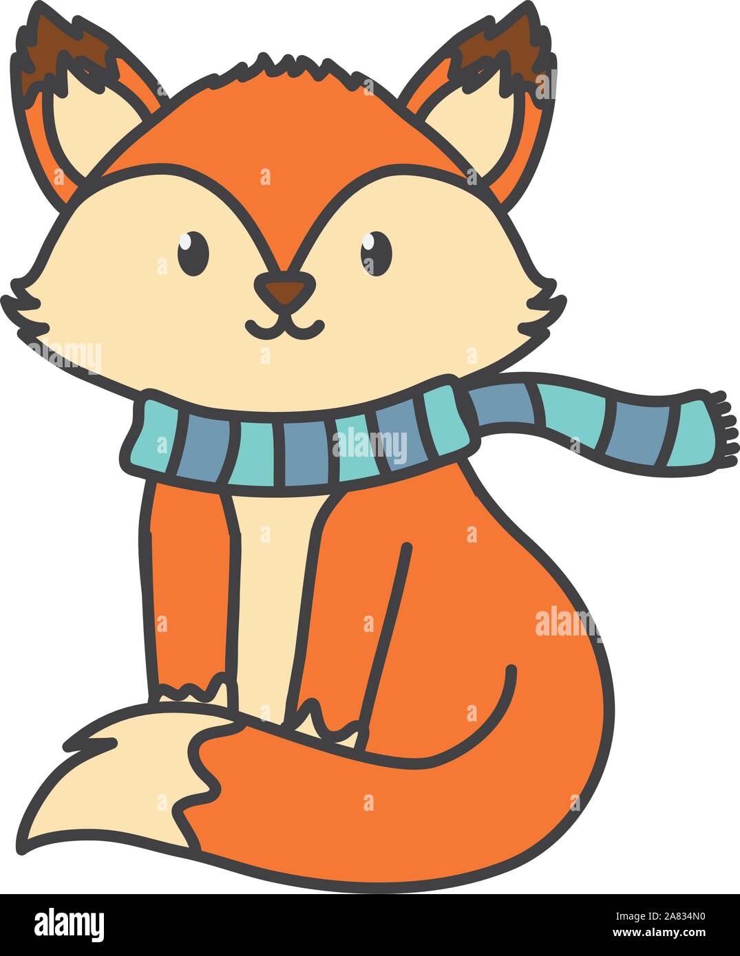 fox with scarf autumn on white background vector illustration Stock ...