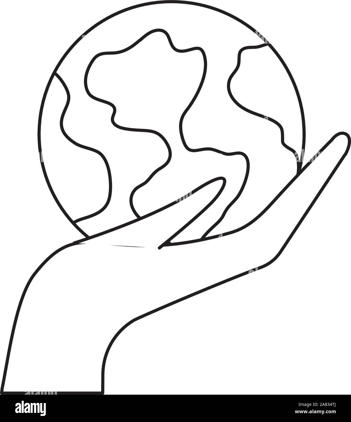 hand with planet earth on white background vector illustration design ...