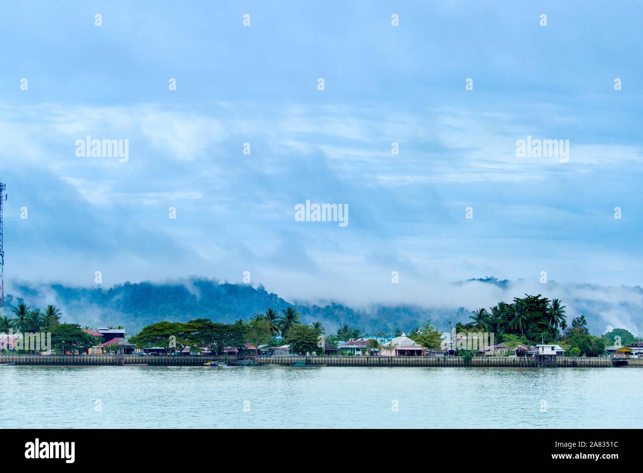 Landscape view from riverside Stock Photo - Alamy