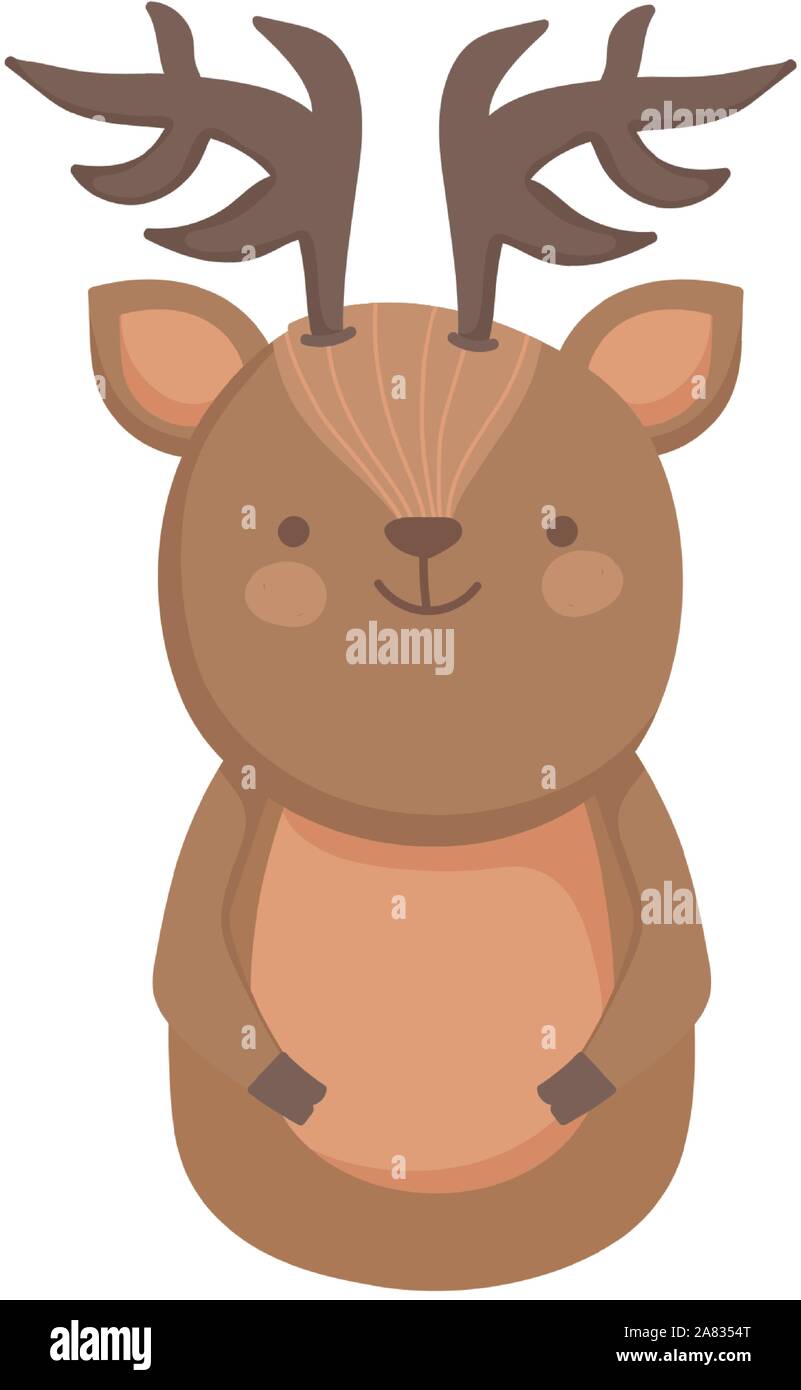 cute reindeer cartoon character animal vector illustration Stock Vector ...