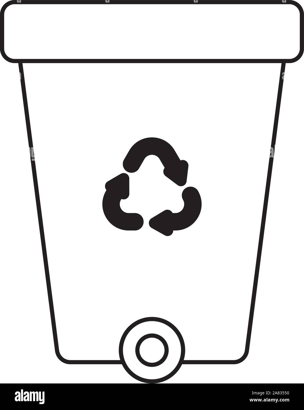 recycling basket silhouette on white background vector illustration ...