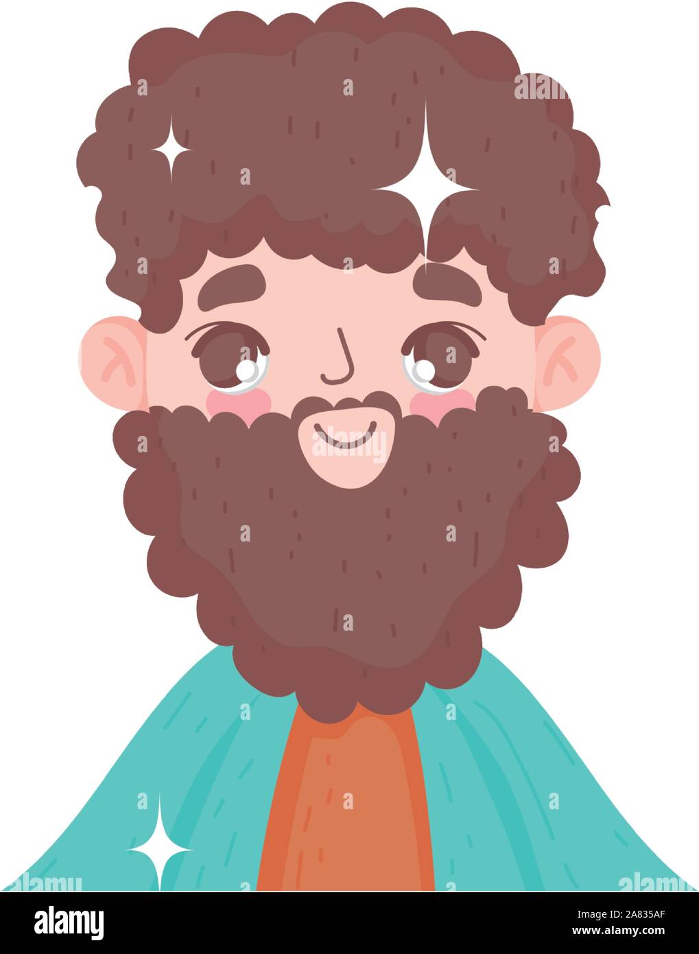 joseph character stars manger nativity, merry christmas vector ...