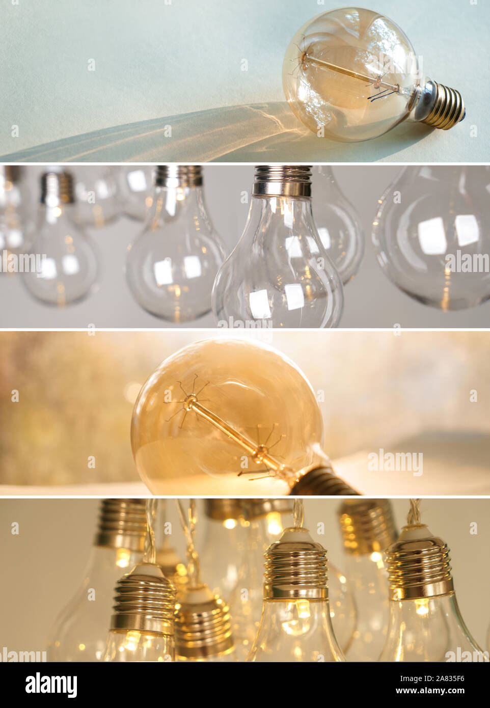 Collage with different light bulbs Stock Photo - Alamy