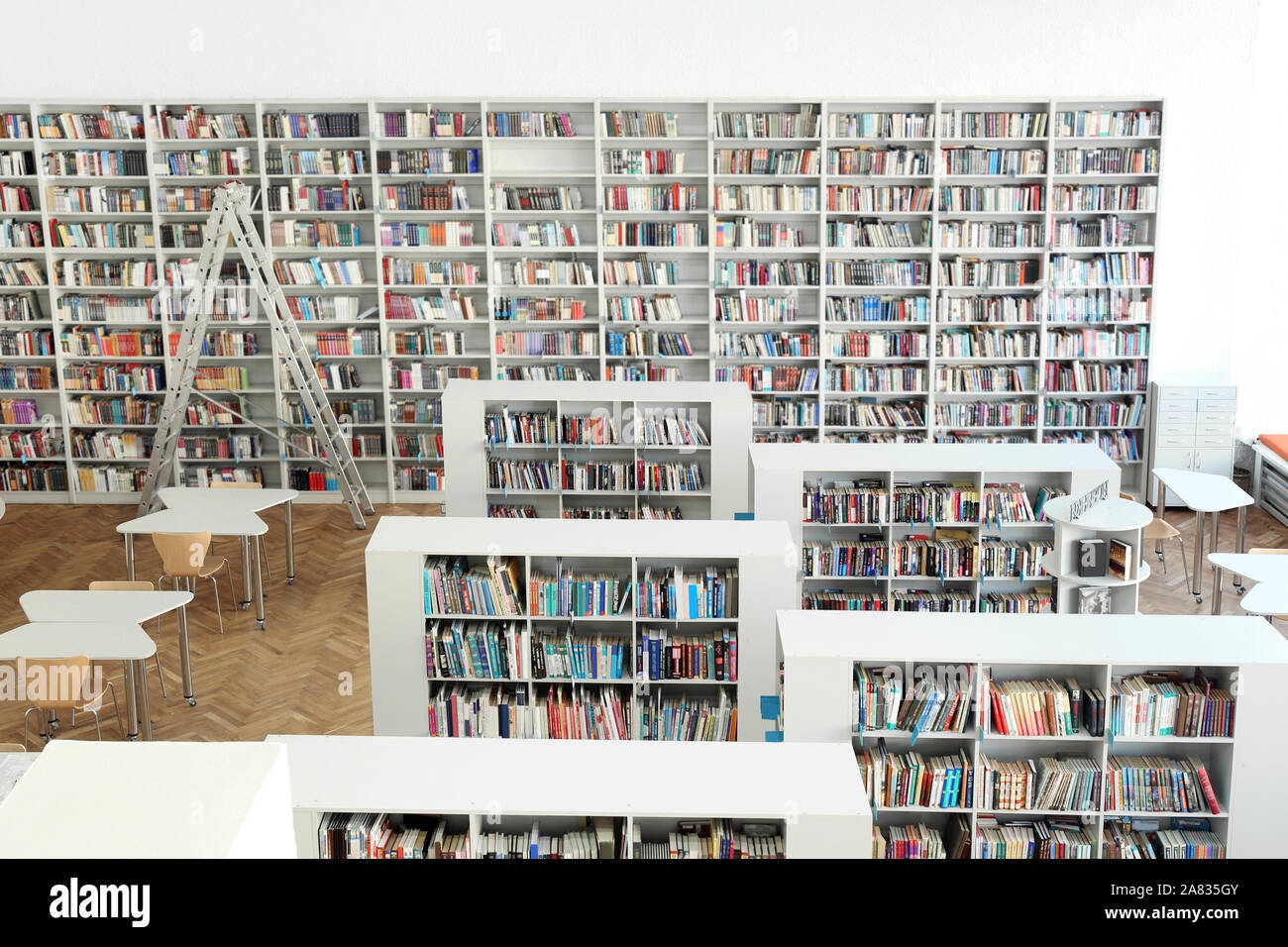 Interior of big modern library Stock Photo - Alamy