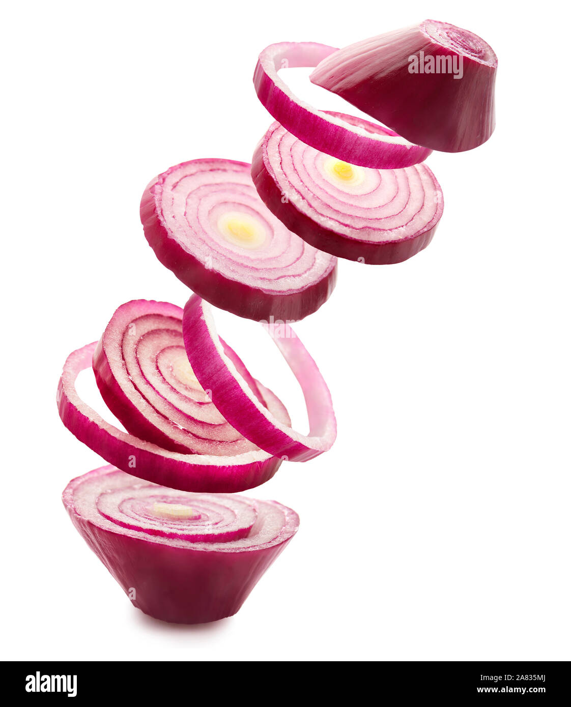 Fresh cut onion on white background Stock Photo - Alamy