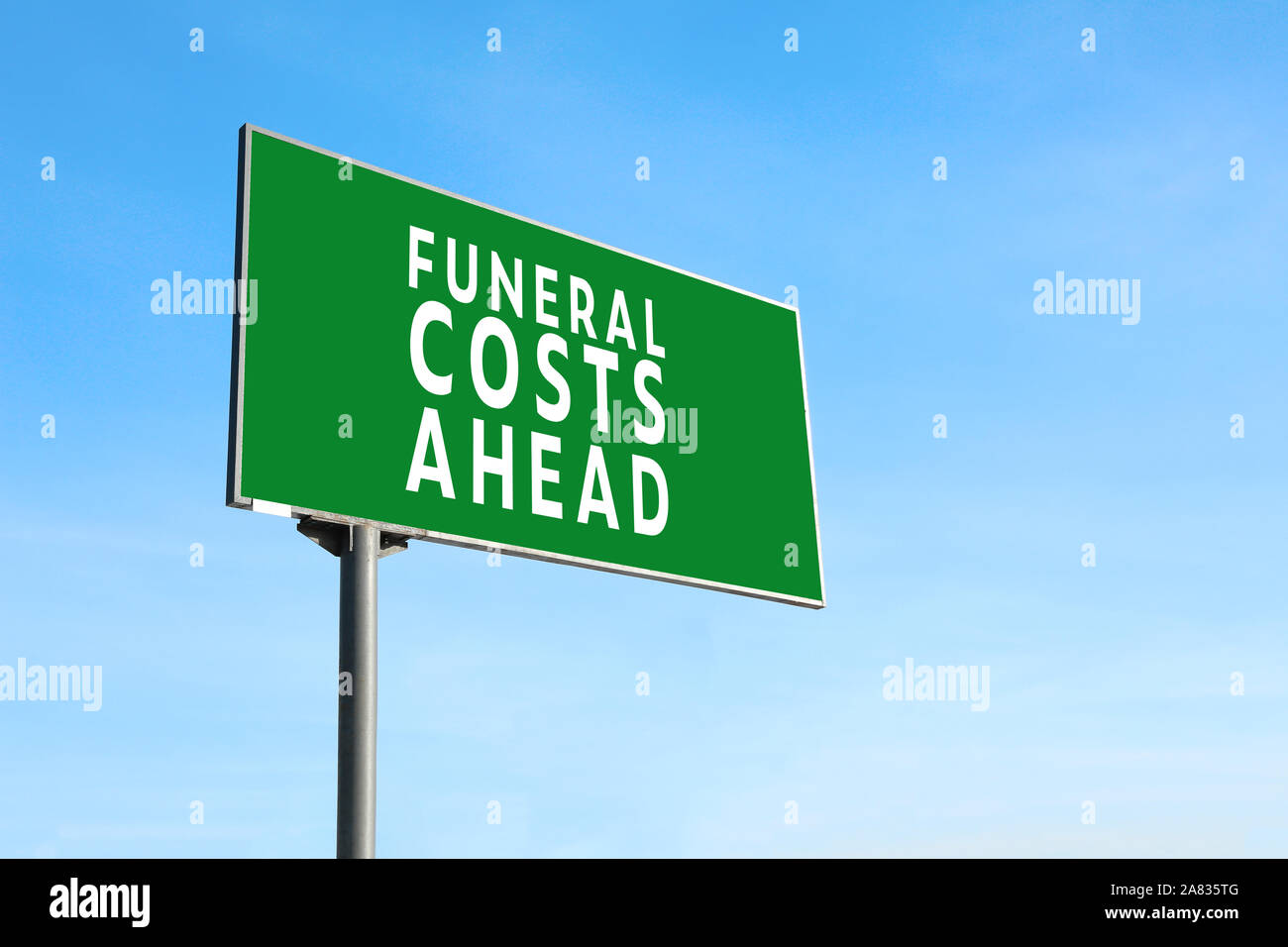 Advertising billboard with text FUNERAL COSTS AHEAD outdoors Stock ...