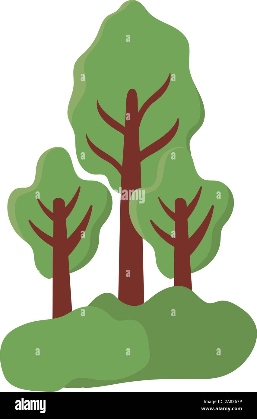 tree plants with landscape on white background vector illustration ...
