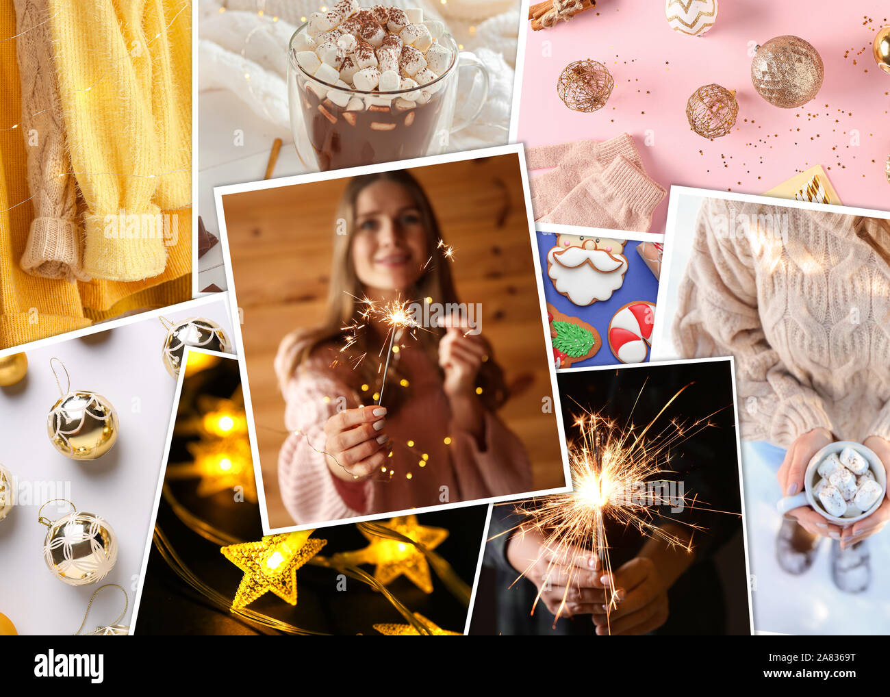 Collage with beautiful Christmas photos Stock Photo - Alamy