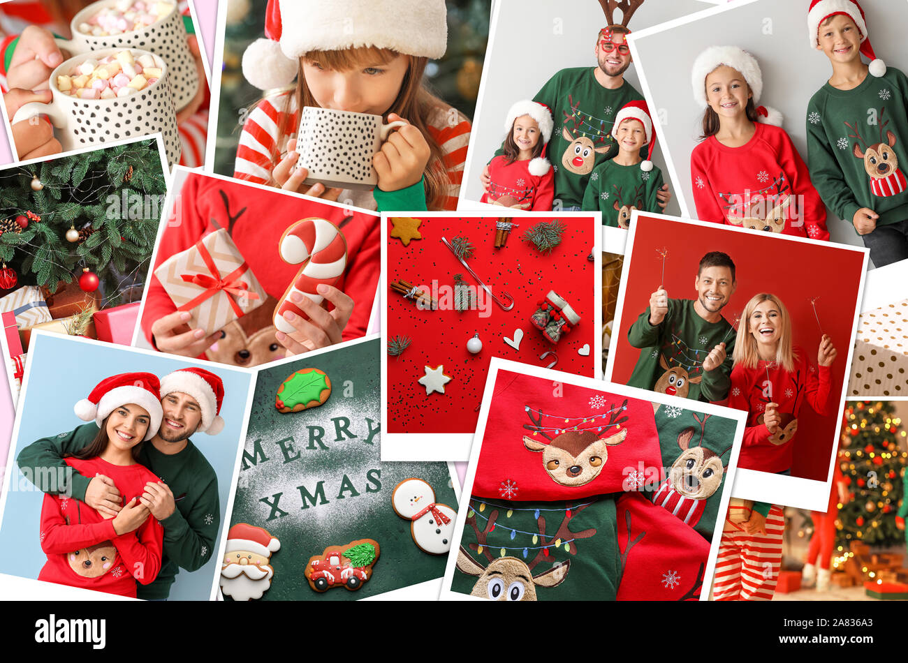 Collage with beautiful Christmas photos Stock Photo - Alamy