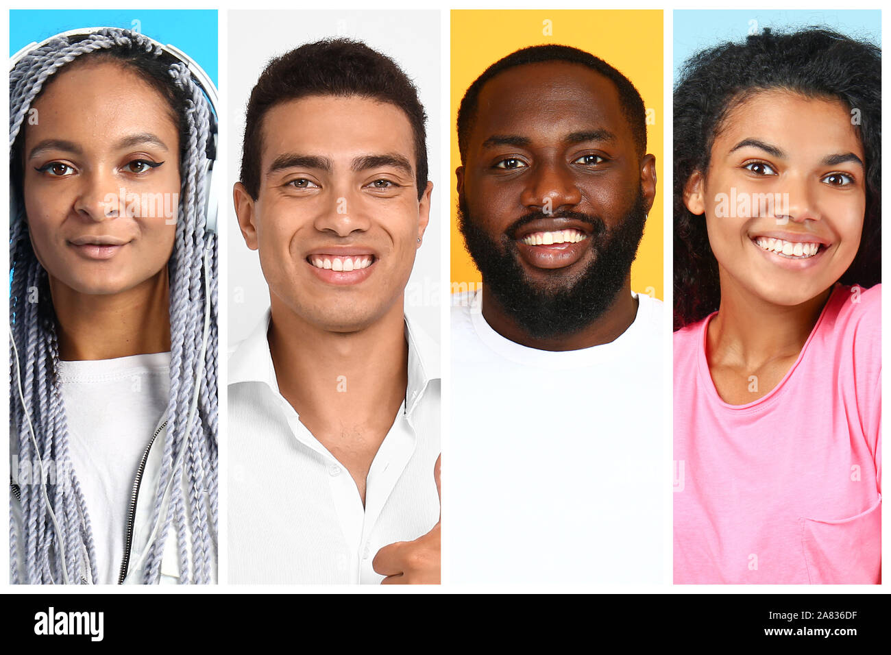 Collage of photos with young African-American people Stock Photo - Alamy