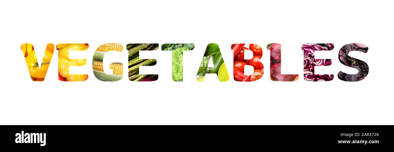 Word VEGETABLES on white background Stock Photo - Alamy
