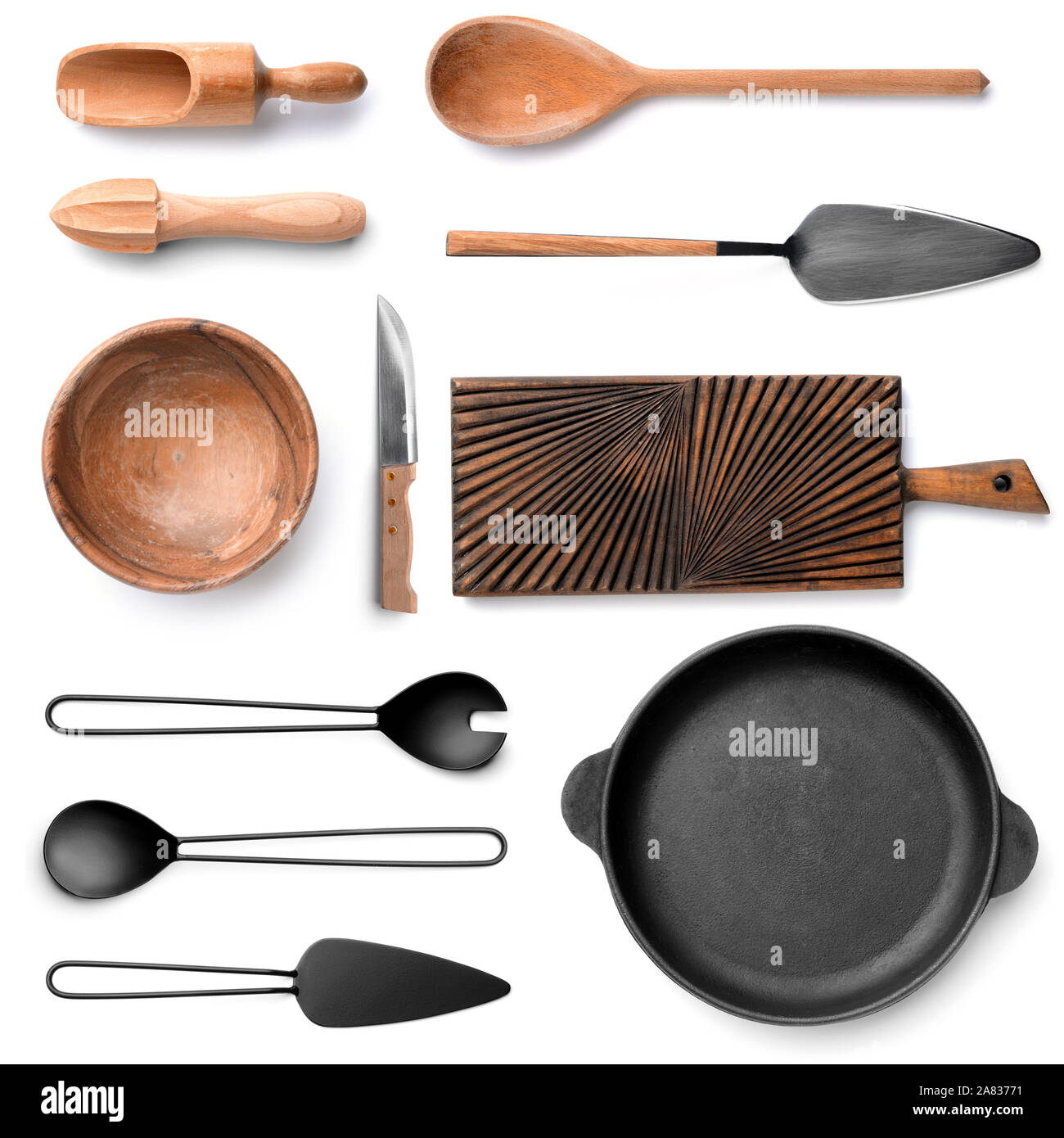 Set of kitchen utensils on white background Stock Photo - Alamy
