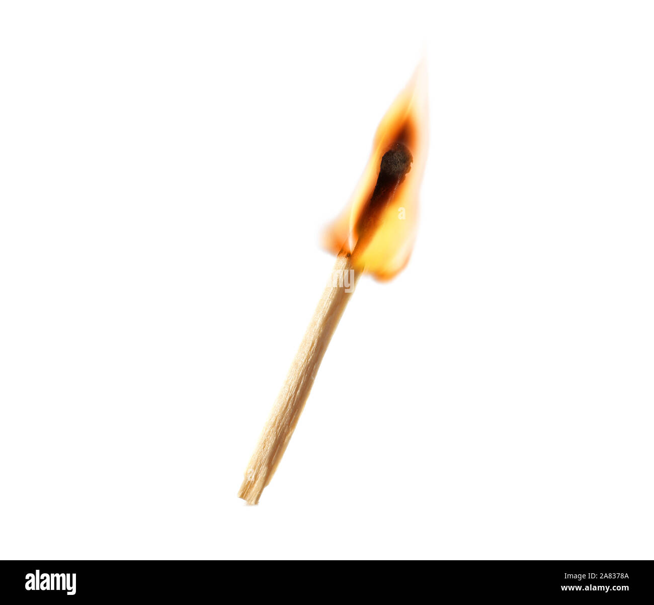 Burning match on white background Stock Photo - Alamy