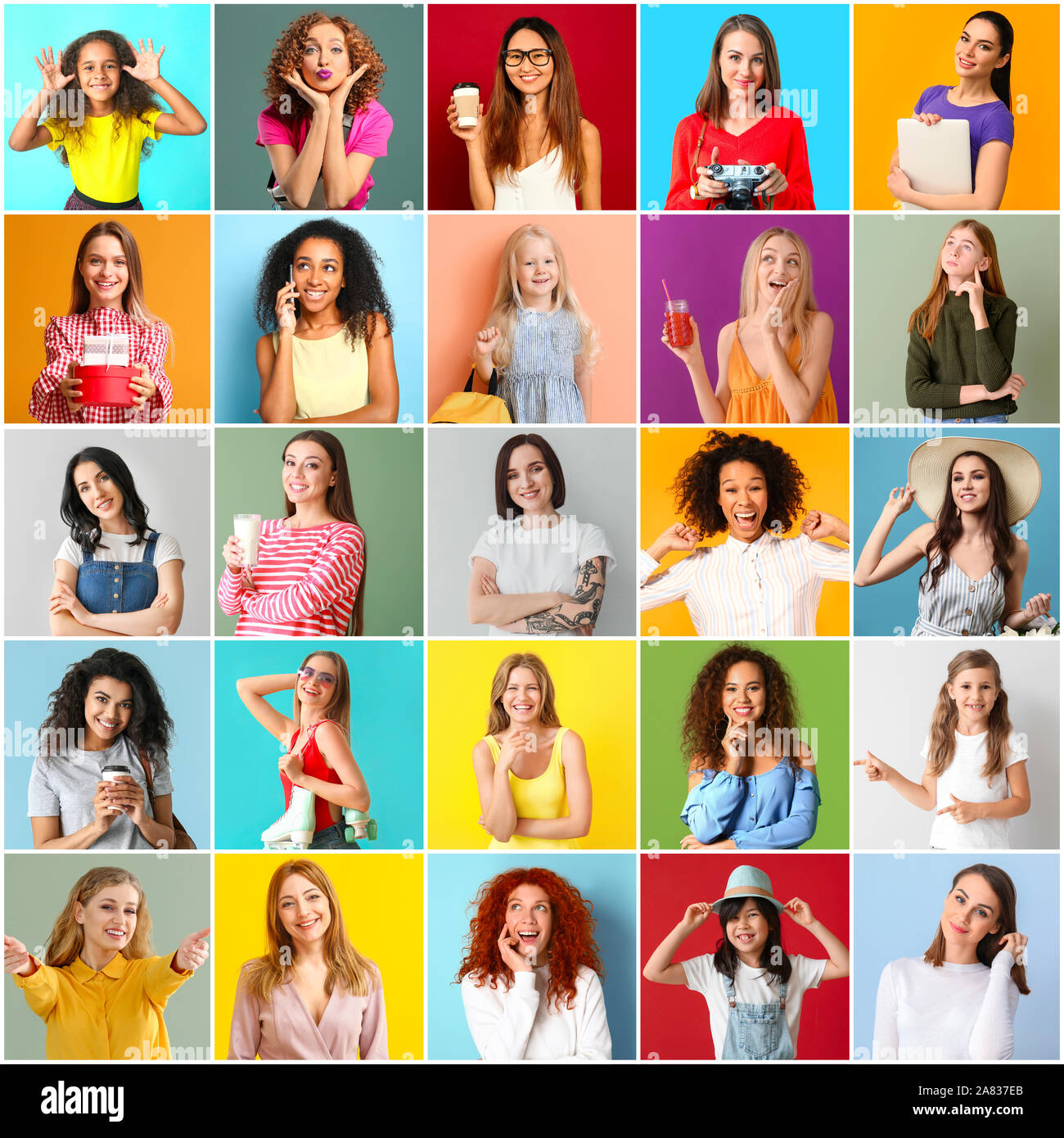 Collage of photos with different people Stock Photo - Alamy