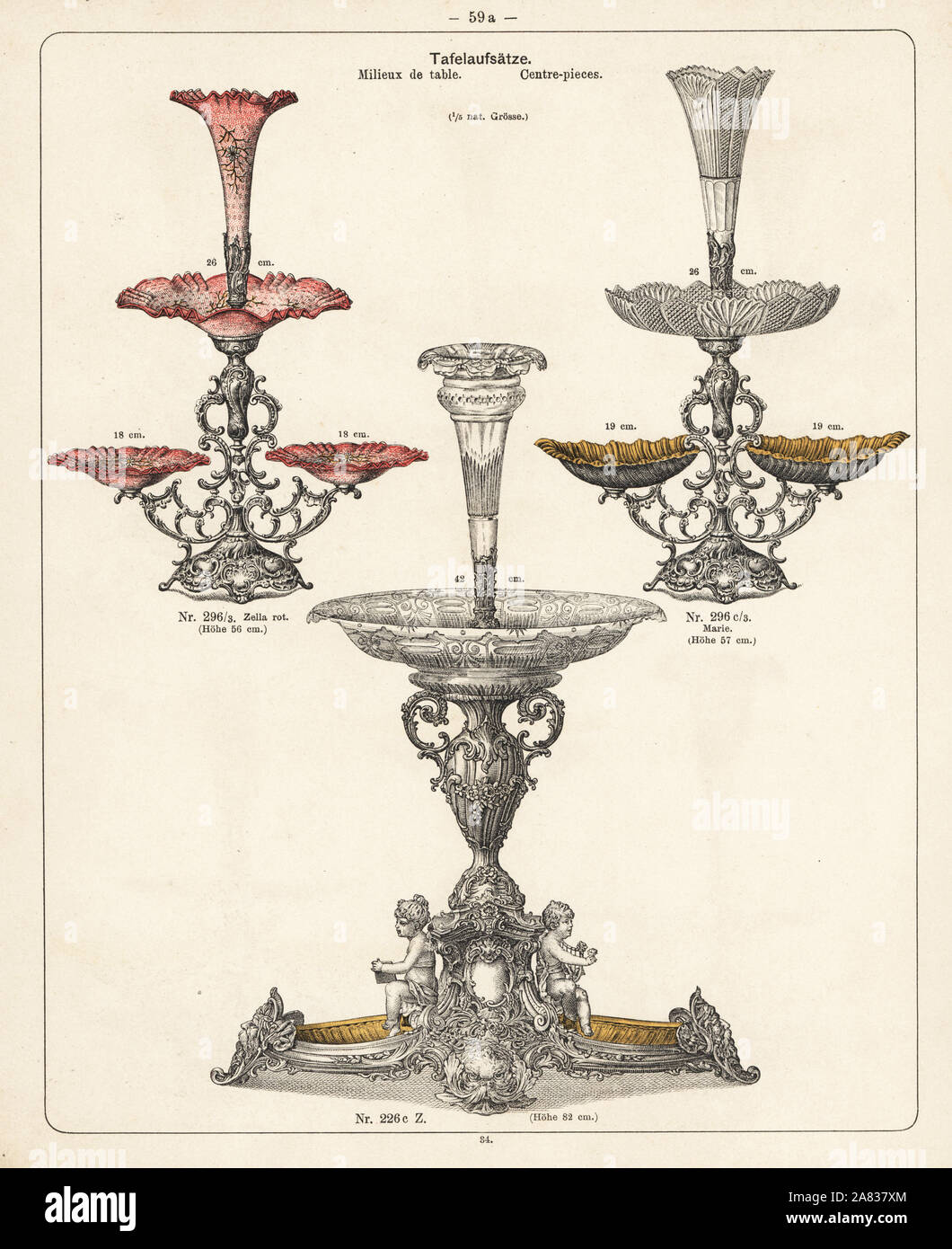 Metal centerpiece for the table. Lithograph from a catalog of metal ...