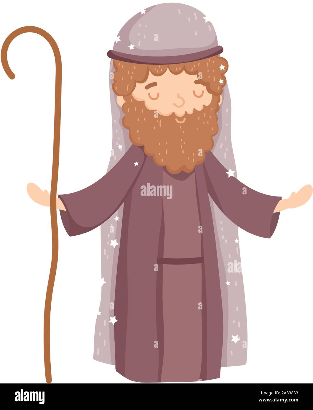 joseph character manger nativity, merry christmas vector illustration ...