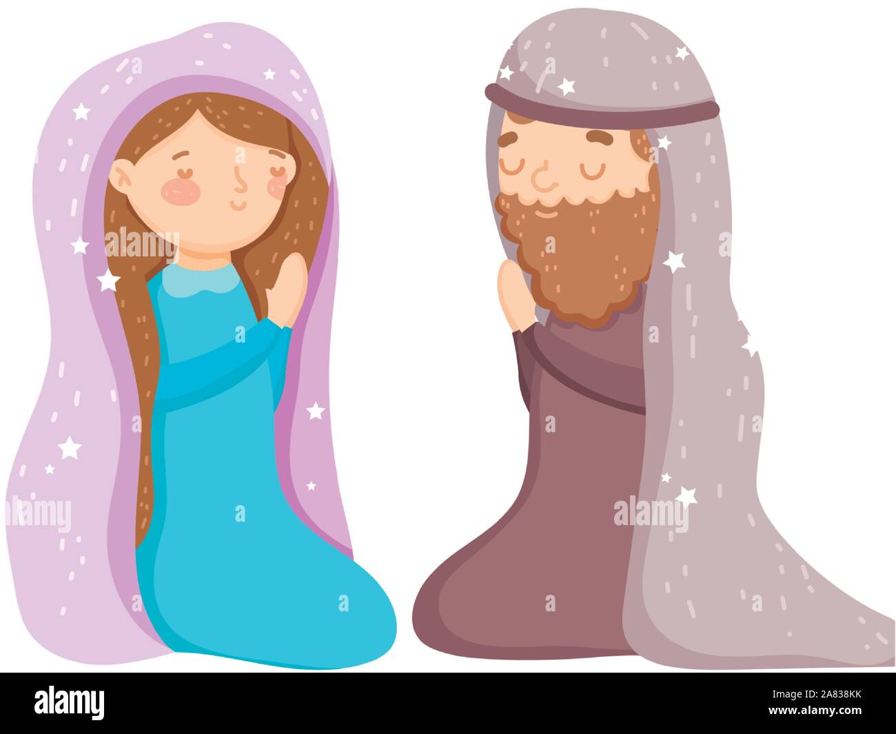 praying mary and joseph manger nativity, merry christmas vector ...