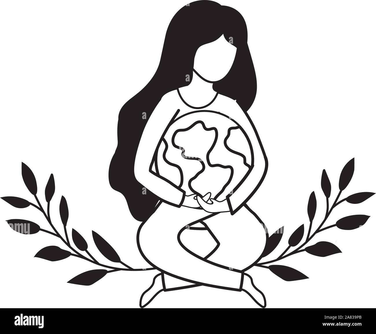 renewable energy, woman with planet earth vector illustration design ...