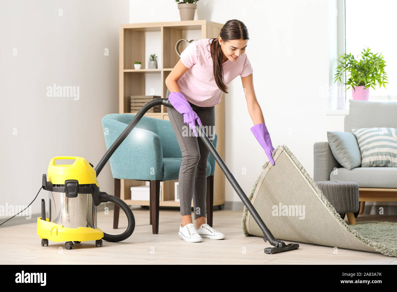 Housework cleaning woman hoovering hi-res stock photography and images ...