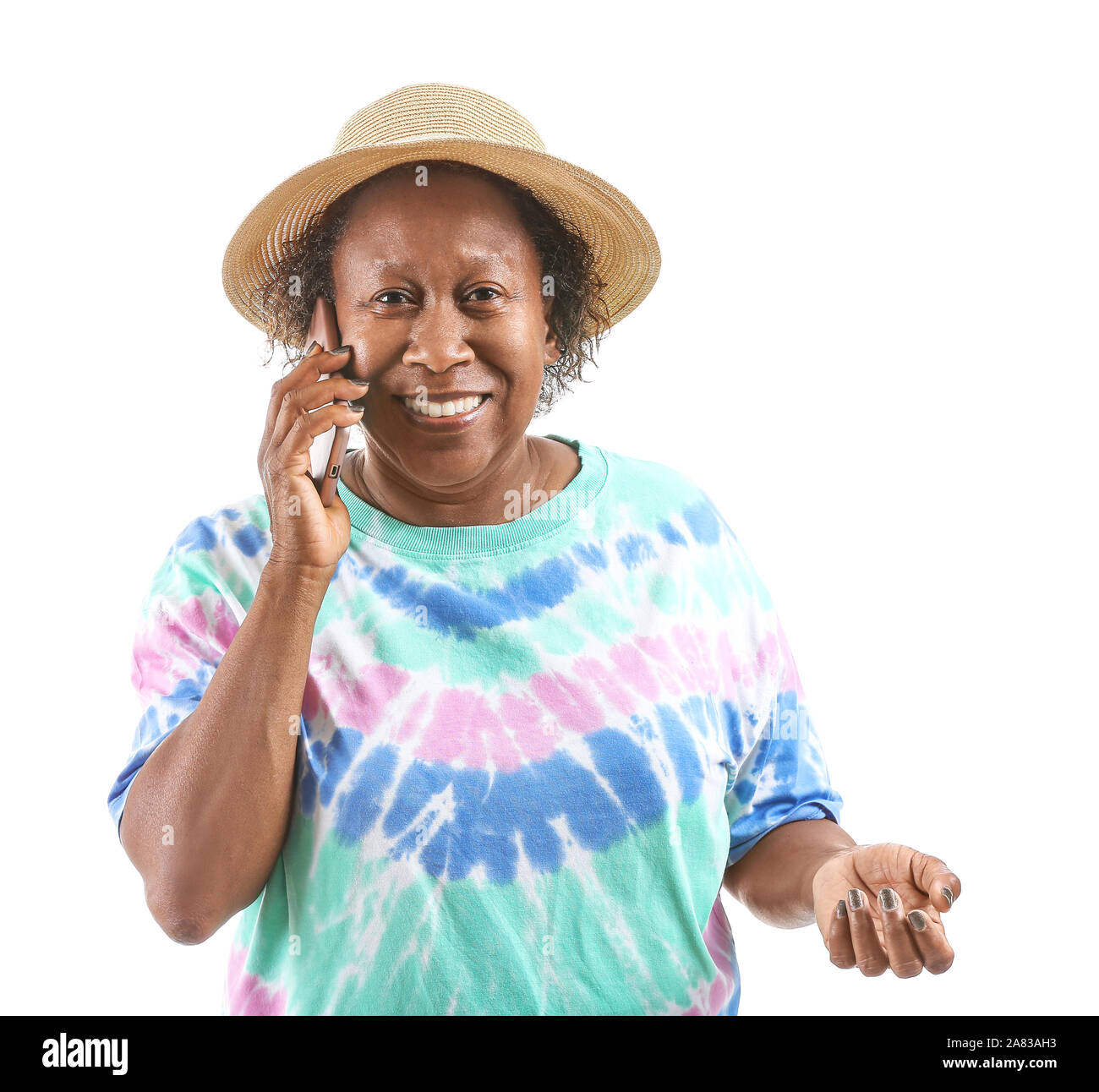Portrait african american woman talking hi-res stock photography and ...