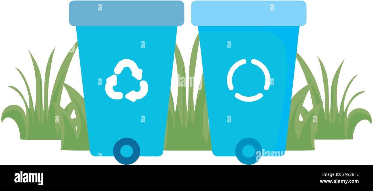 blue recycling basket on white background vector illustration design ...