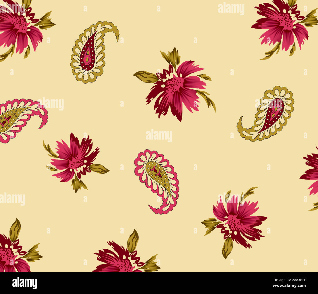 Beautiful floral design with paisley pattern Stock Photo - Alamy