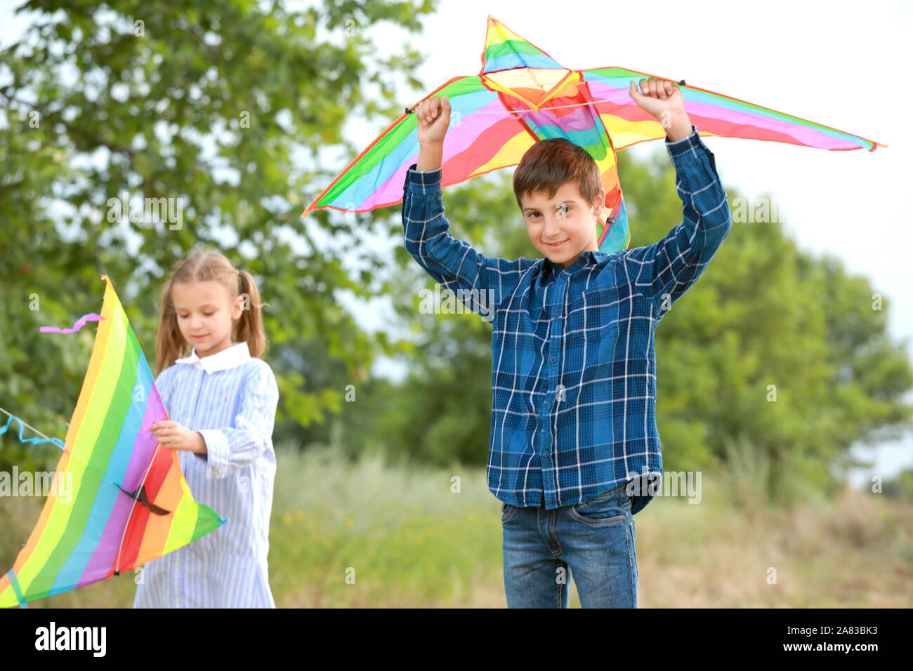 Children flying kites hi-res stock photography and images - Alamy