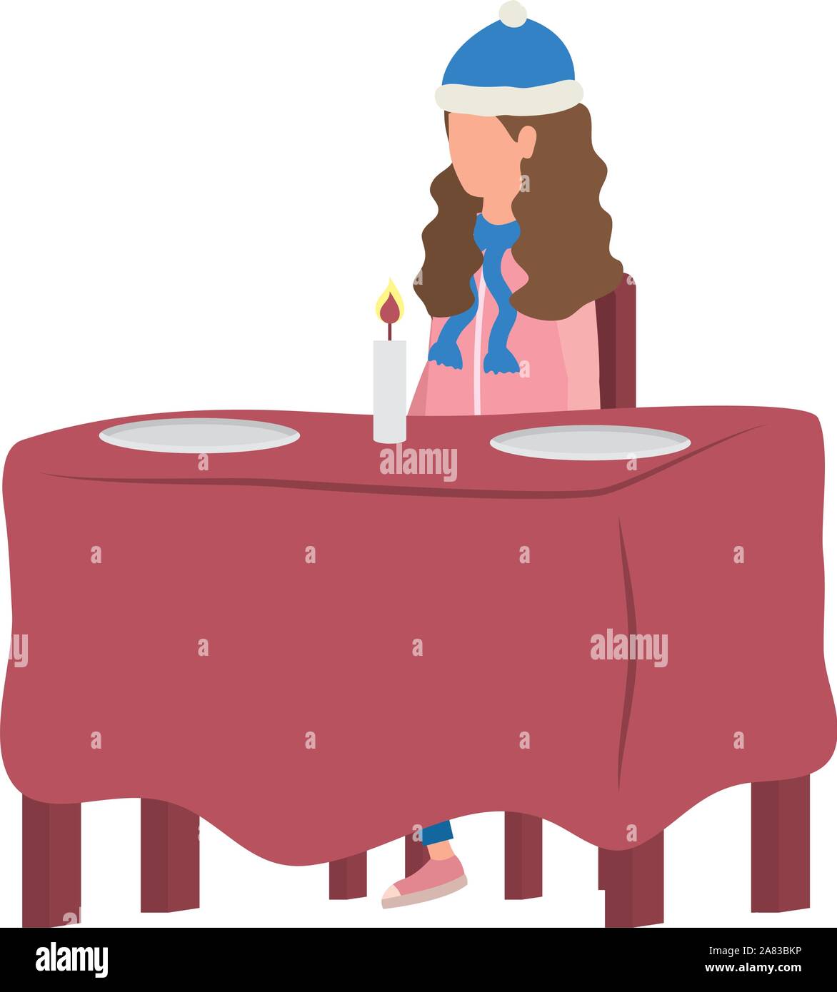 Woman seated table Stock Vector Images - Alamy