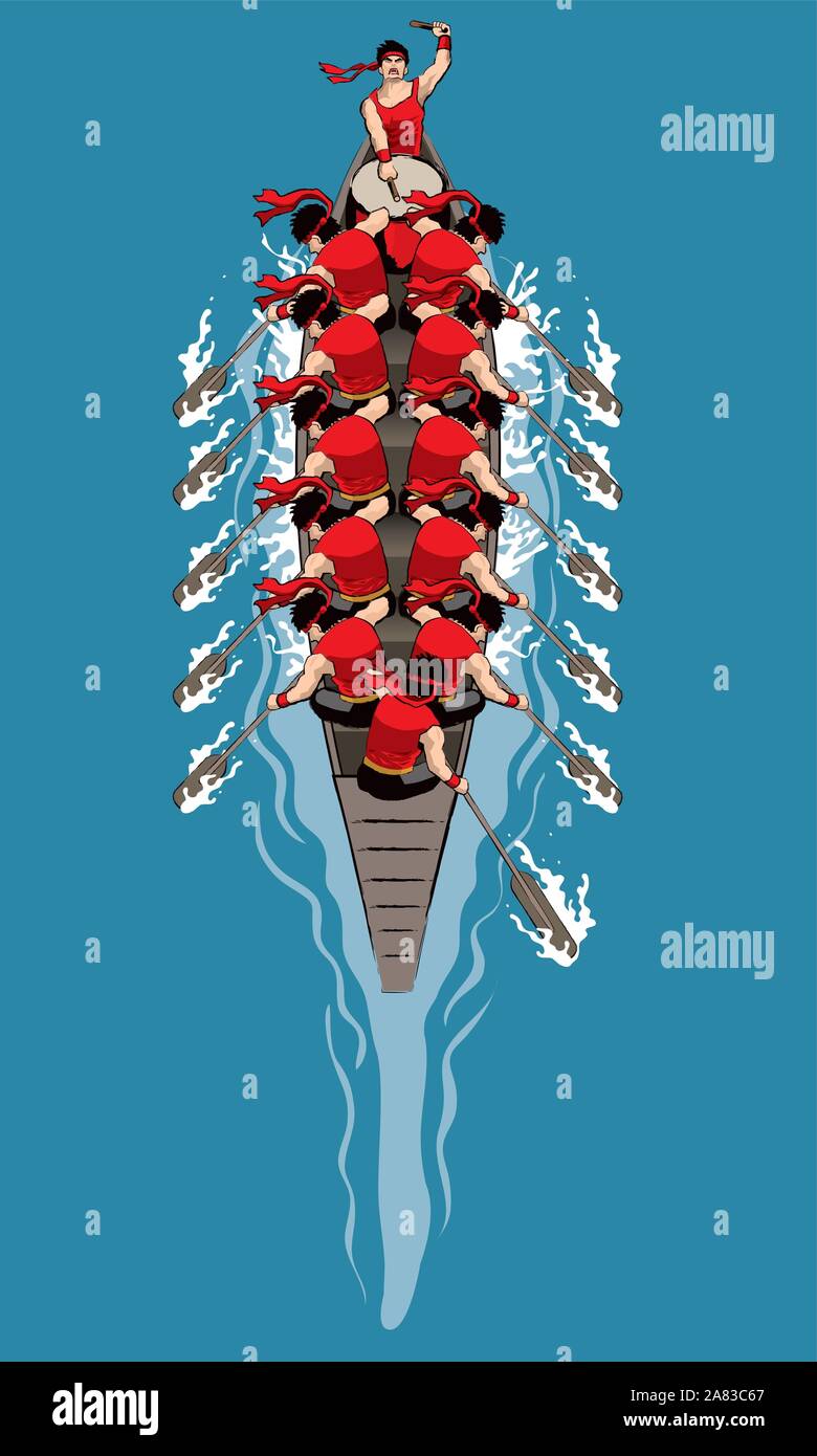 Vector of energetic men rowing boat. Isolated Stock Vector Image & Art ...