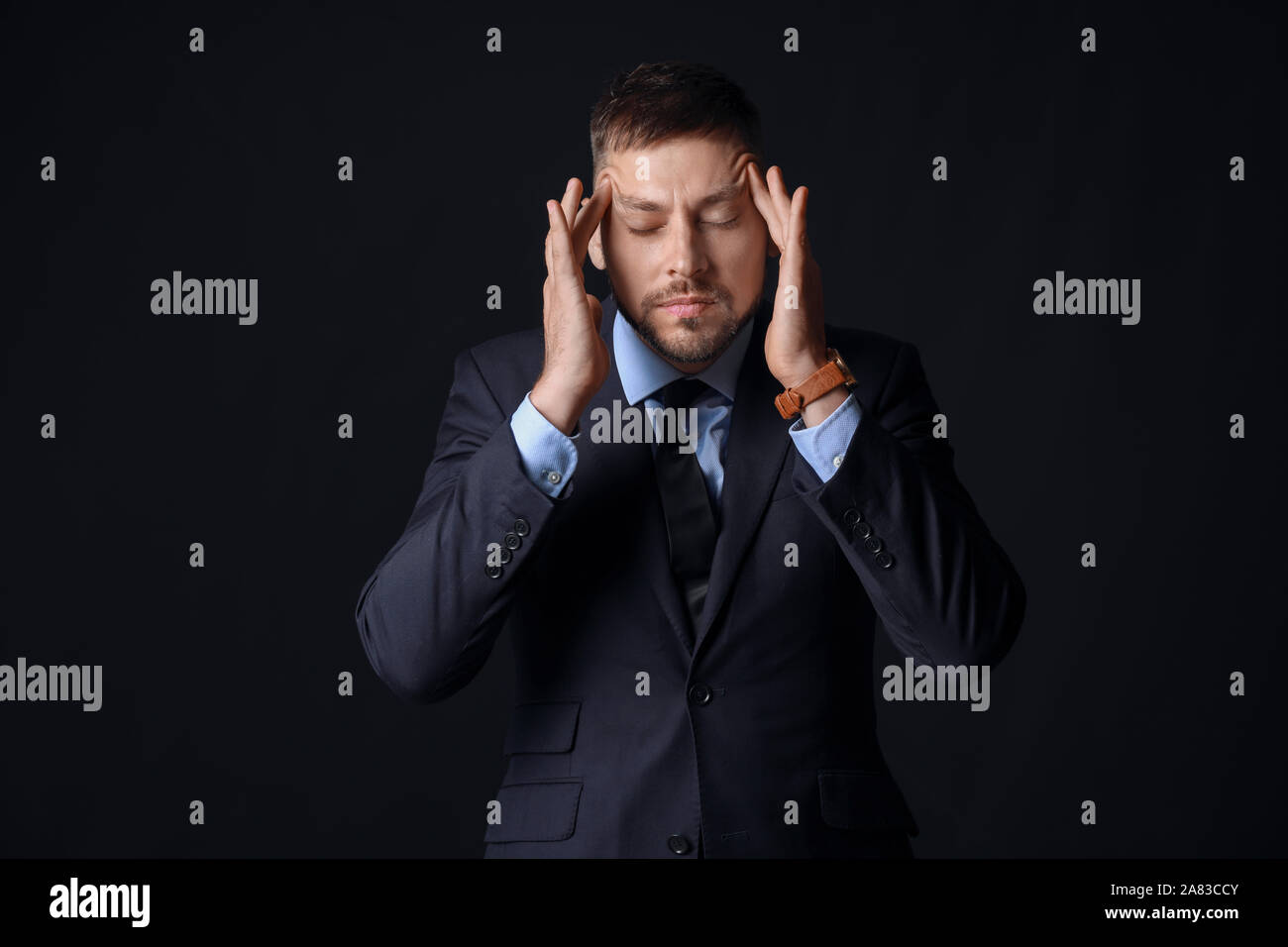 Headache frustrated businessman dark black hi-res stock photography and ...