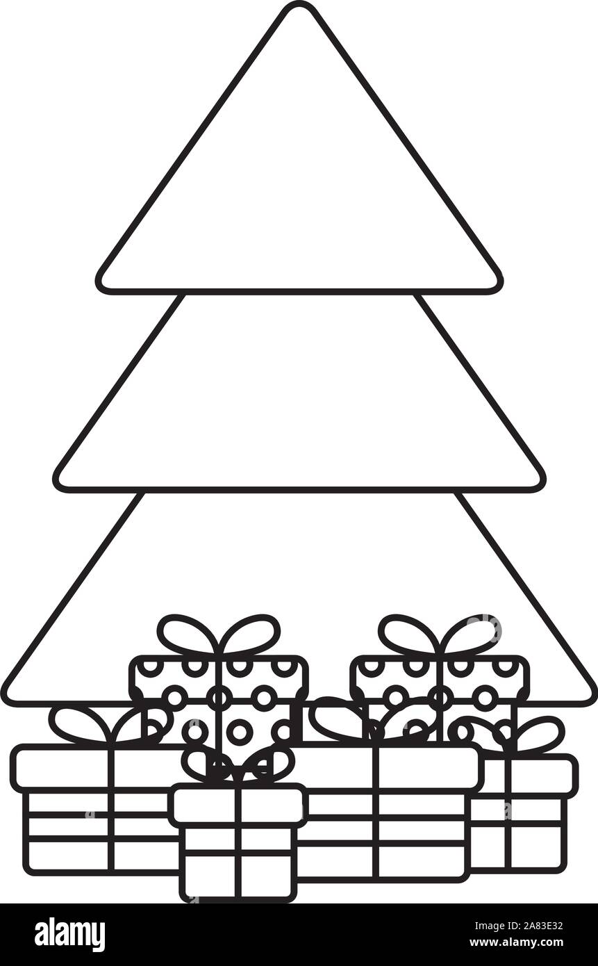 Christmas pine tree gifts Black and White Stock Photos & Images - Alamy
