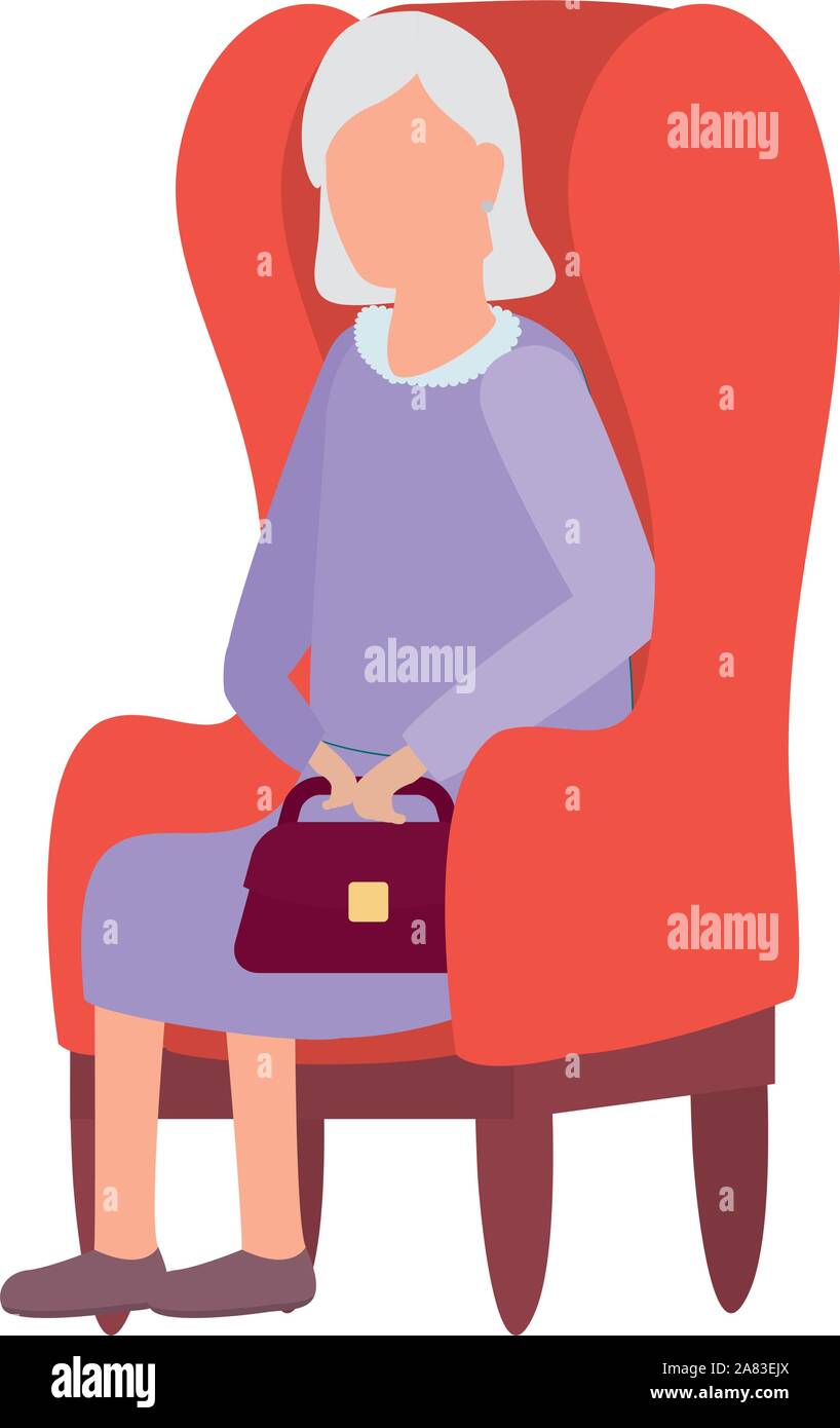 Portrait of mature woman sitting in couch Stock Vector Images - Alamy