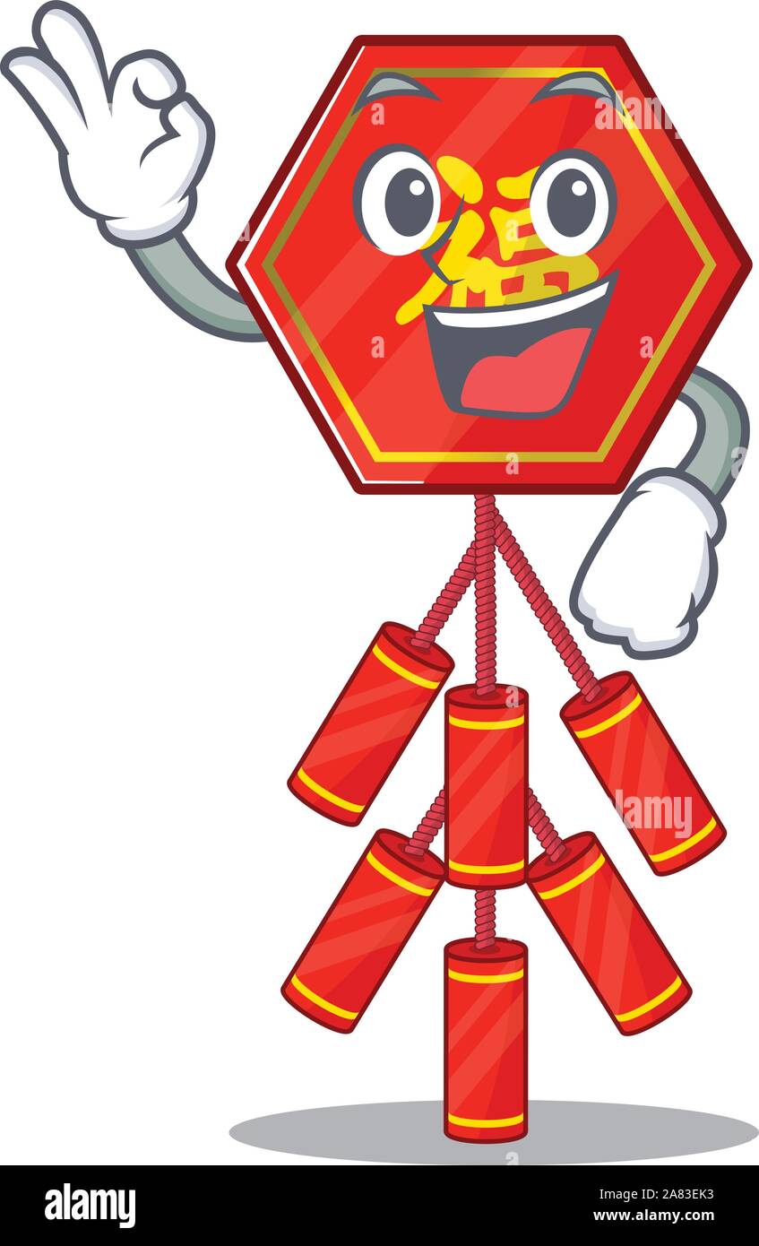 illustration character chinese firecracker okay cartoon shape Stock ...