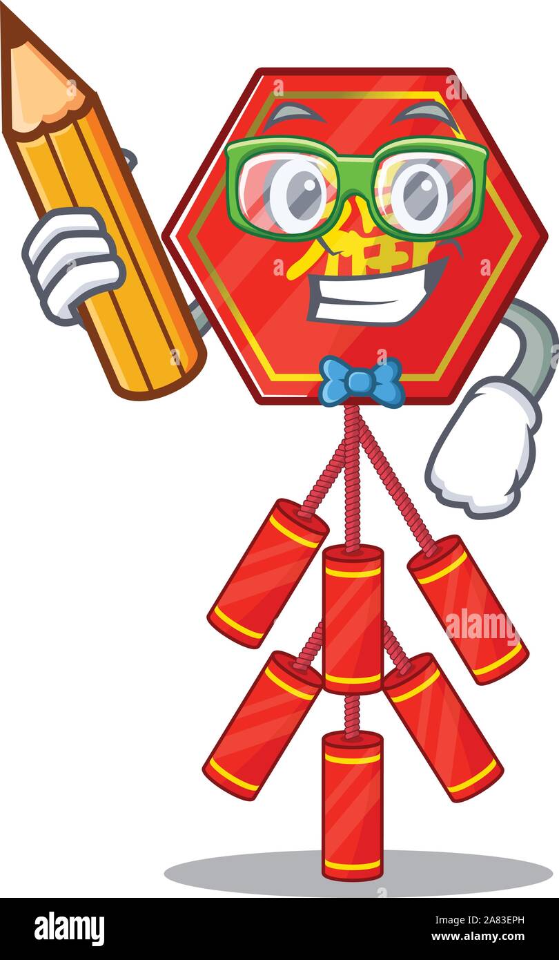 student holding pencilillustration character chinese firecracker ...