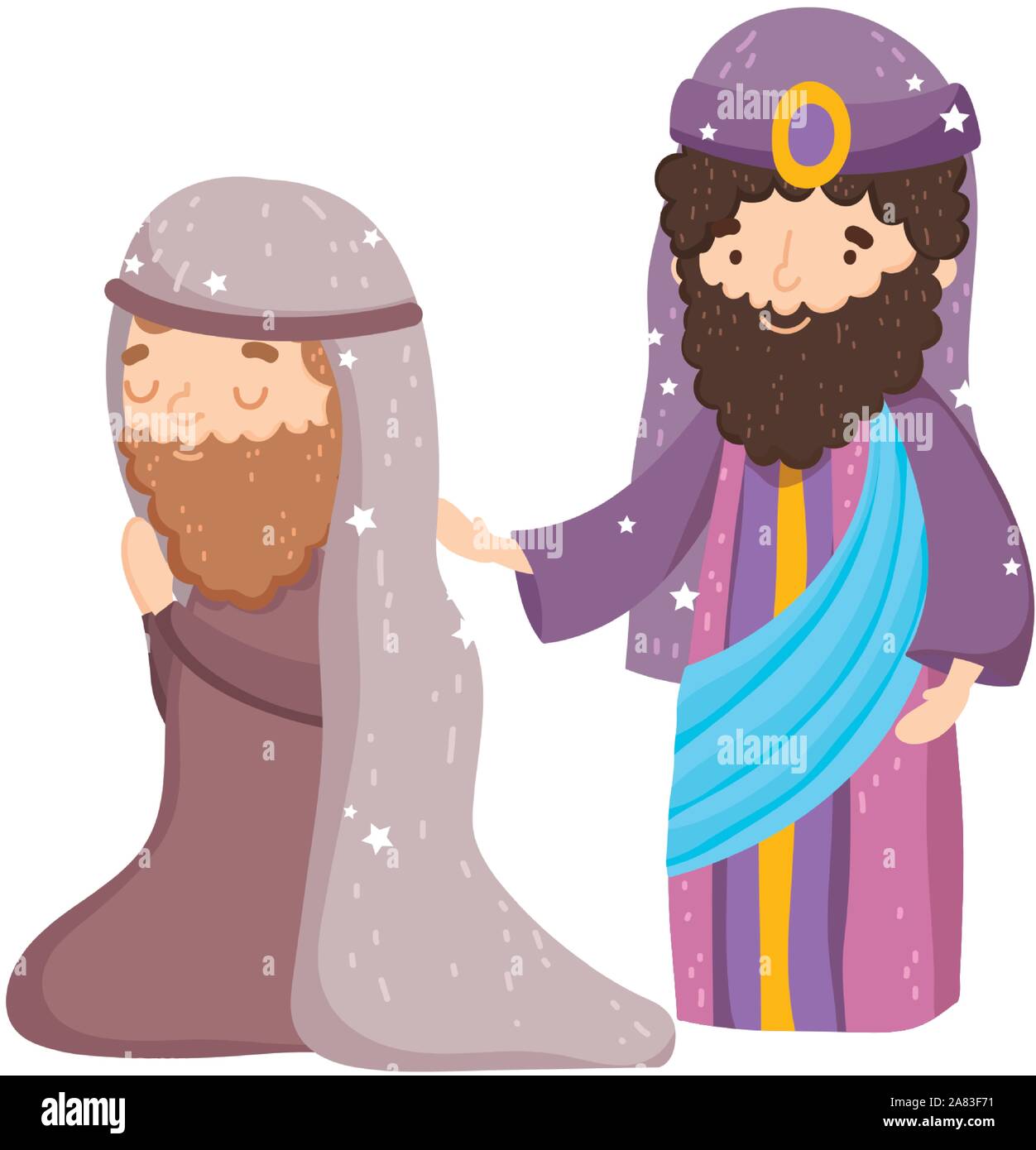 joseph and wise king manger nativity, merry christmas vector ...