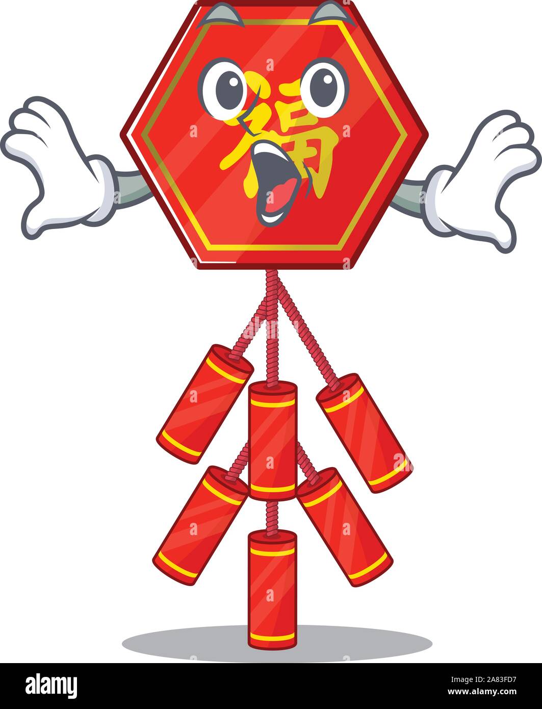 surprised cute chinese firecracker character the smiley Stock Vector ...