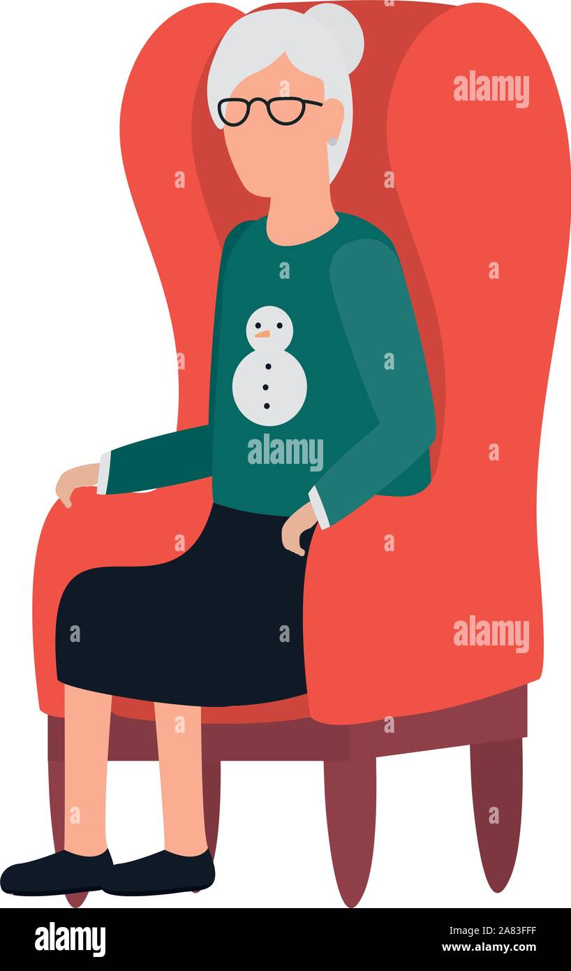 cute old woman seated in sofa comic character Stock Vector Image & Art ...
