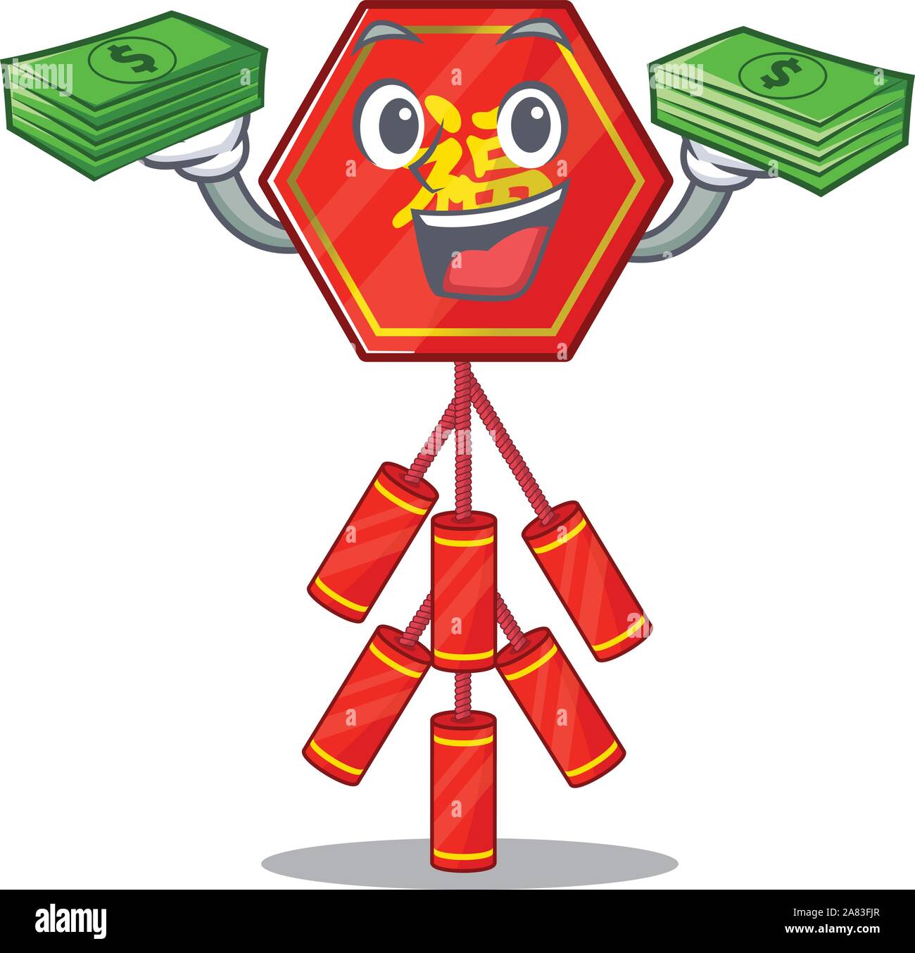 holding money cute chinese firecracker character the smiley Stock ...