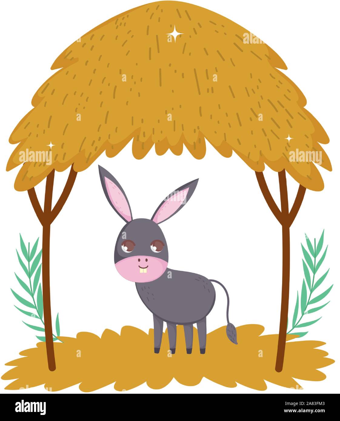 donkey hut nature outdoor cartoon design vector illustration Stock ...