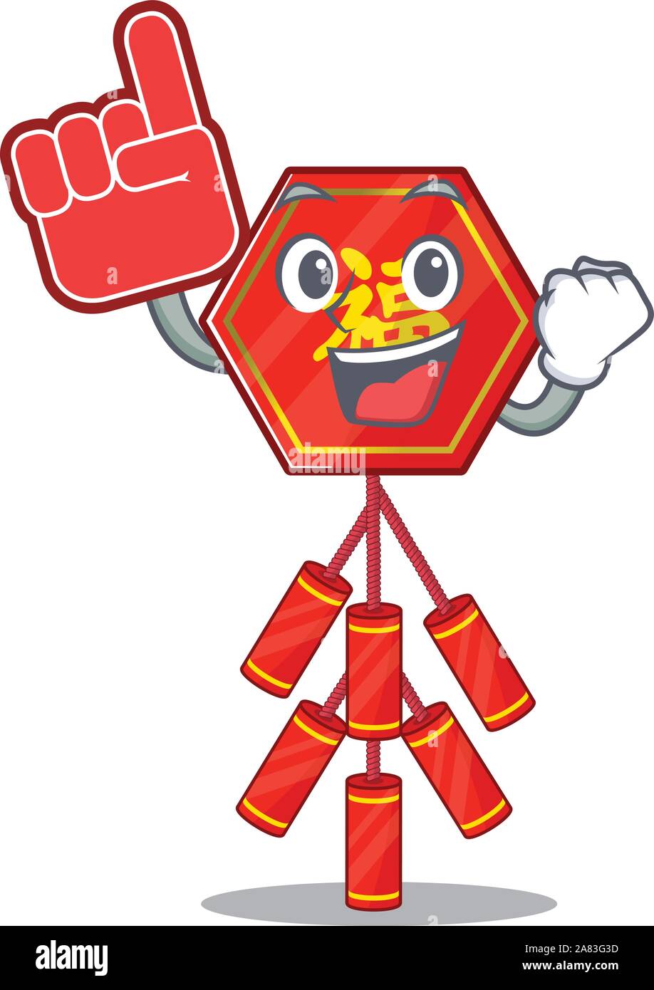 isolated mascot chinese firecracker on foam finger cartoon Stock Vector ...